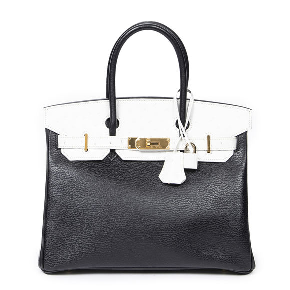 Hermes | Bags | Hermes Bicolor Birkin 3 In Blackwhite Ostrich ...